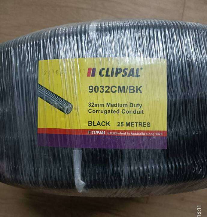 ท่ออ่อนลายลูกฟูกสีดำ (UPVC) 9032CM BK (Black) OD.32 MM. "Clipsal" (25 m ...