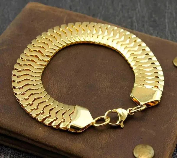 Gelang emas Rantai Pipih Lebar Model Sisik Ular | Lazada Indonesia