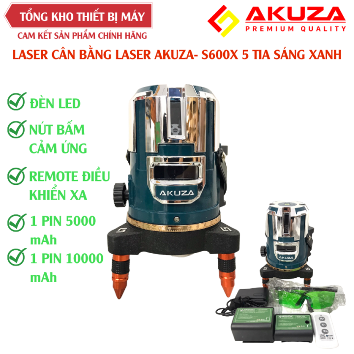 Máy cân bằng laser Akuza Ak - S600X 5 Tia xanh - Bóng led LD sáng nhất thị trường - công nghệ ...