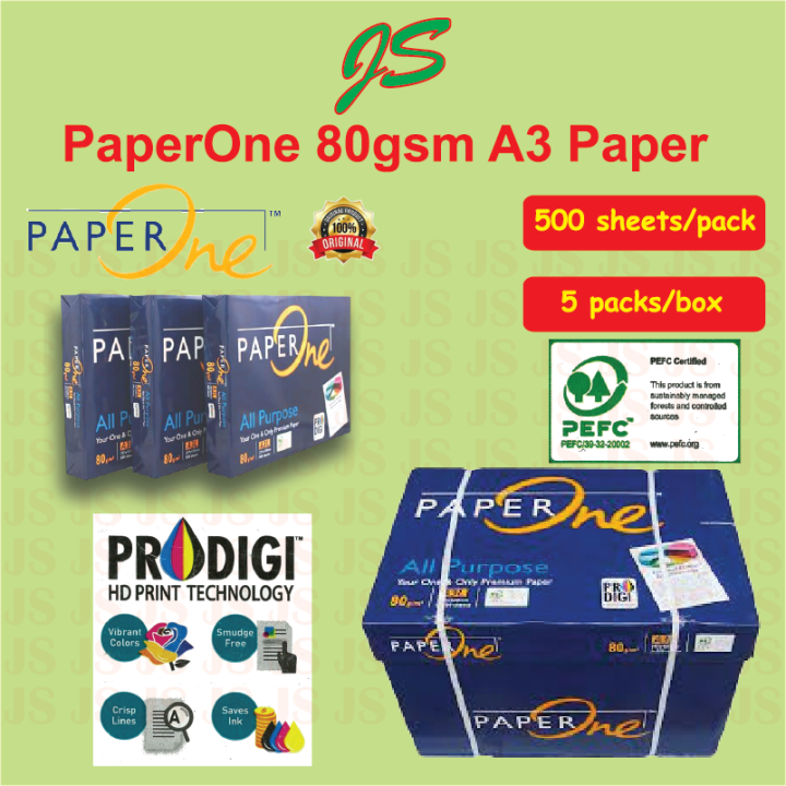 Paper One 80gsm A3 All Purpose White Copier Paper 500 sheets per ream ...
