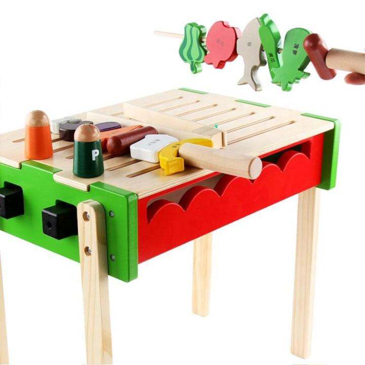 JIVE Wooden BBQ Barbeque Grill Toy Pretend Play Set for Kids, Girls ...
