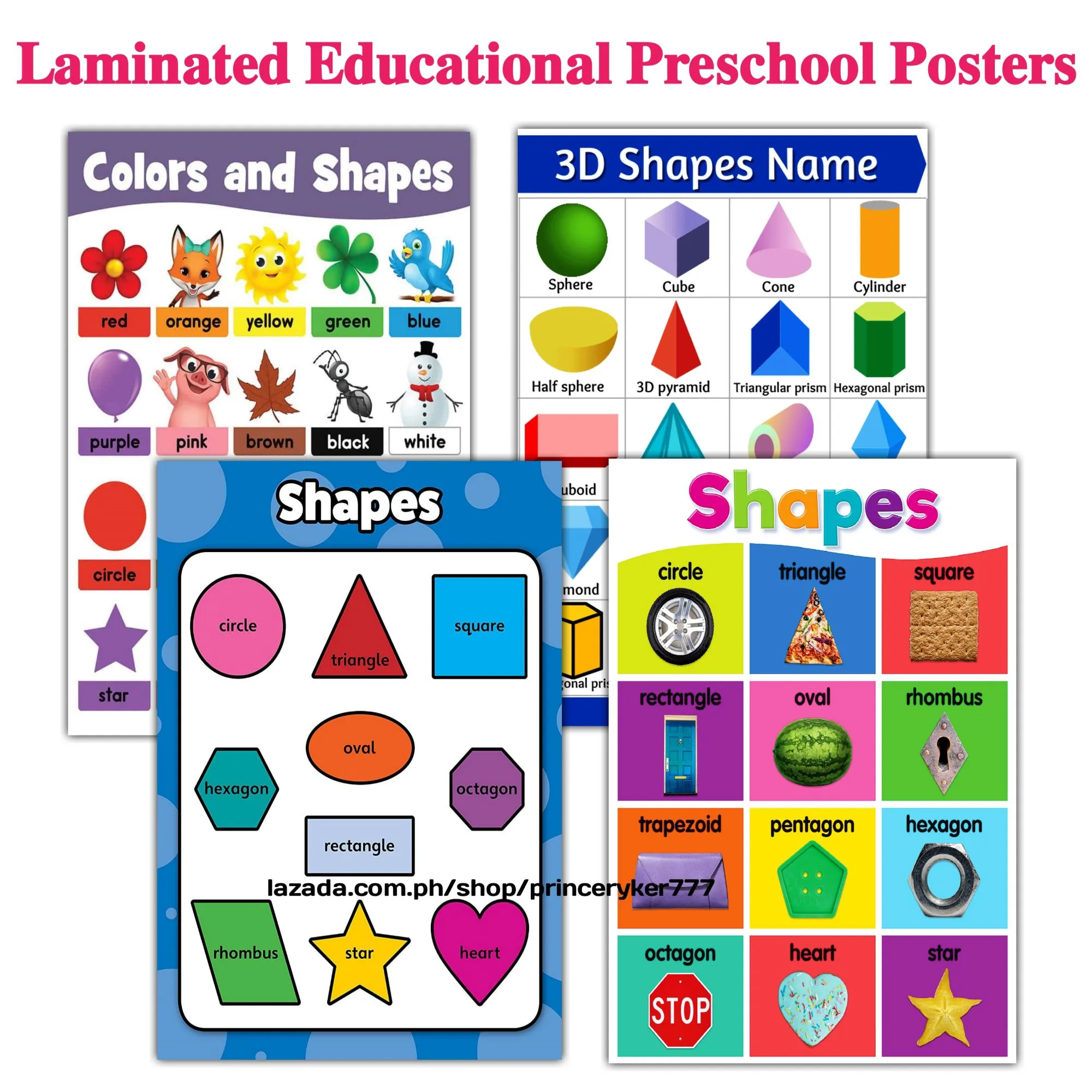 SHAPES A4 Size Laminated Educational Preschool Poster, Kids Learning ...