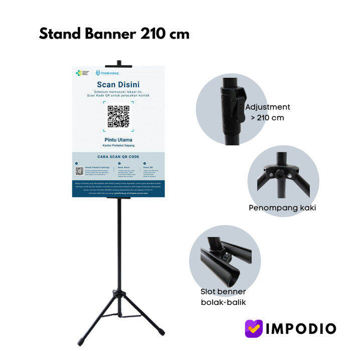 Stand Banner Tinggi 2,1M IMPODIO / TRIPOD STAND / BANNER DISPLAY IKLAN ...