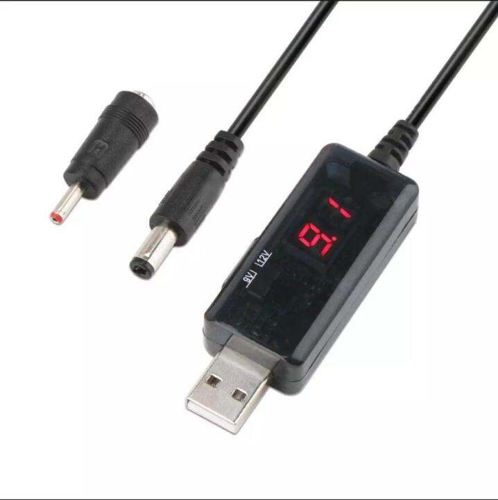 USB Boost Cable 5V Step Up to 9V 12V Adjustable Voltage Converter with Switch and LED Voltmeter ...