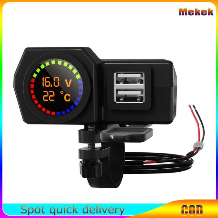 Mekek 1-to-3 Motorcycle Charger Voltage Temperature Digital Display ...