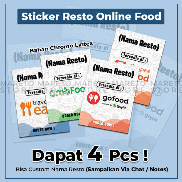 sticker tersedia di Resto Online Food ukuran 16x12cm DAPAT 4PCS ...