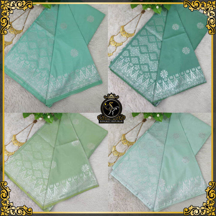 SONGKET BUNGA TABUR 100% COTTON (PASTEL GREEN EDITION) | Lazada