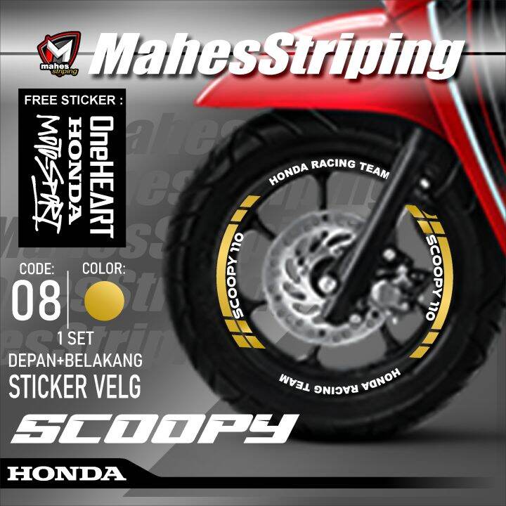 Mahes Striping - Stiker Cutting Sticker Velg Honda SCOOPY New Racing ...