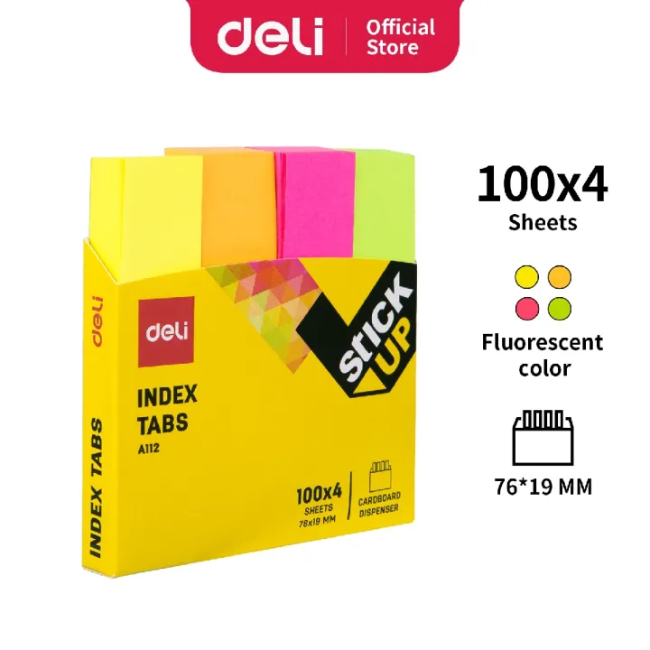Deli Sticky Note กระดาษโน๊ตกาวสีนีออน 4x100แผ่น 76x19mm | Lazada.co.th