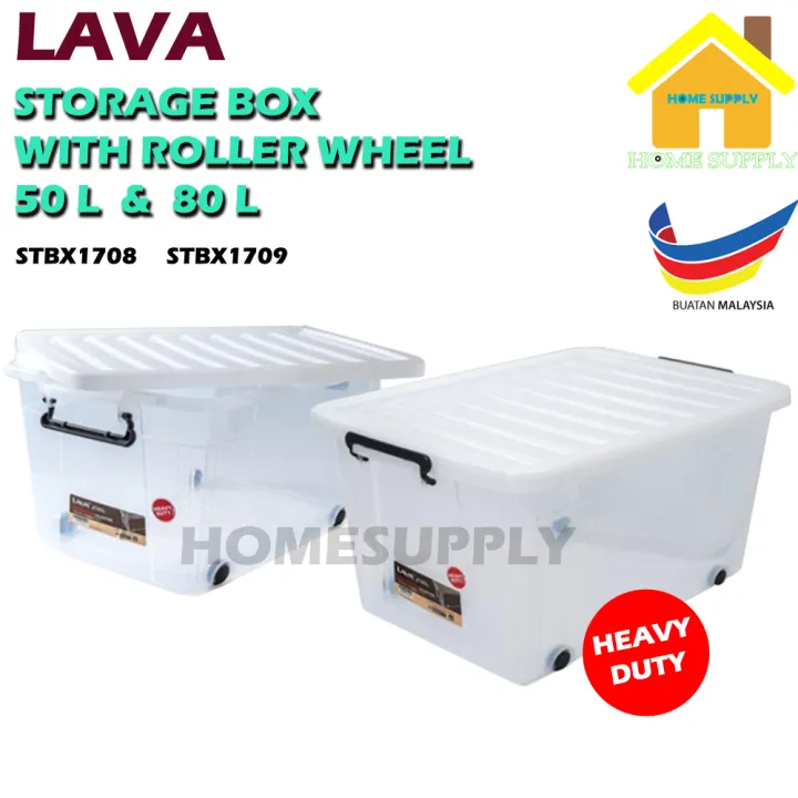 LAVA Storage Box With Wheel 60L 80L |HOMSUPPLY 储物箱收纳箱整理箱带滑轮Kotak Stor Simpanan Beroda Trolly ...