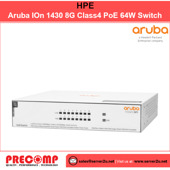 HPE Aruba Instant On 1430 8G Class4 PoE 64W Switch (R8R46A) | Lazada