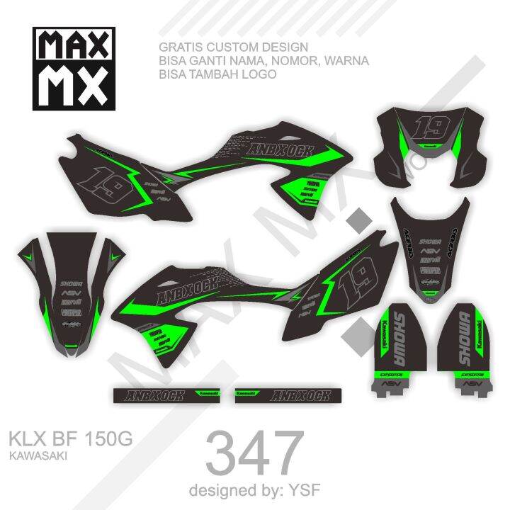 Decal klx 150 bf simpel hitam hijau supermoto | Lazada Indonesia