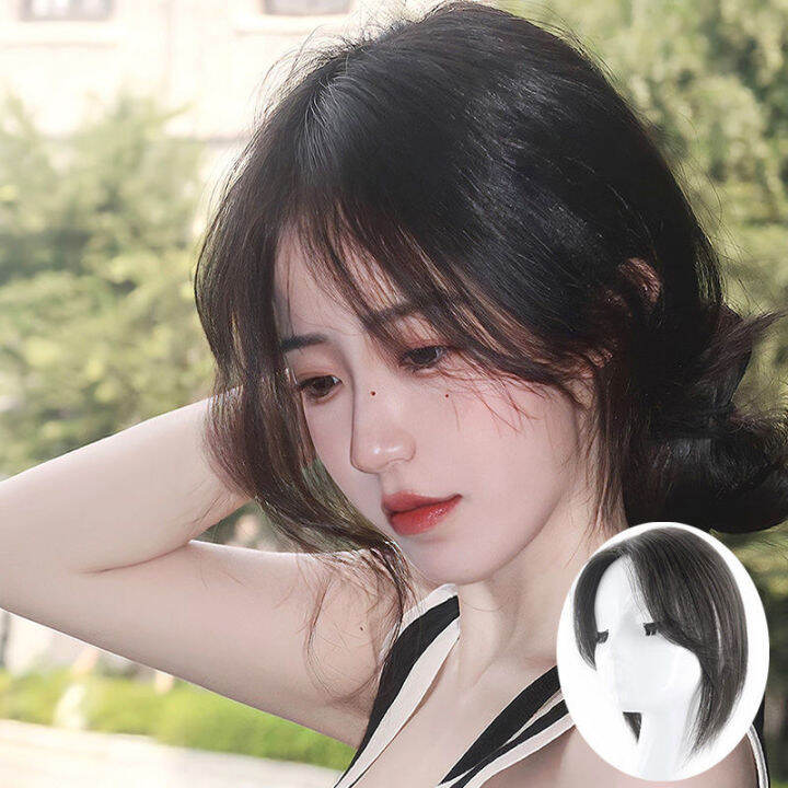 3D Split Bangs Women Wig Hair Bangs Natural Realistic Synthetic Full ...