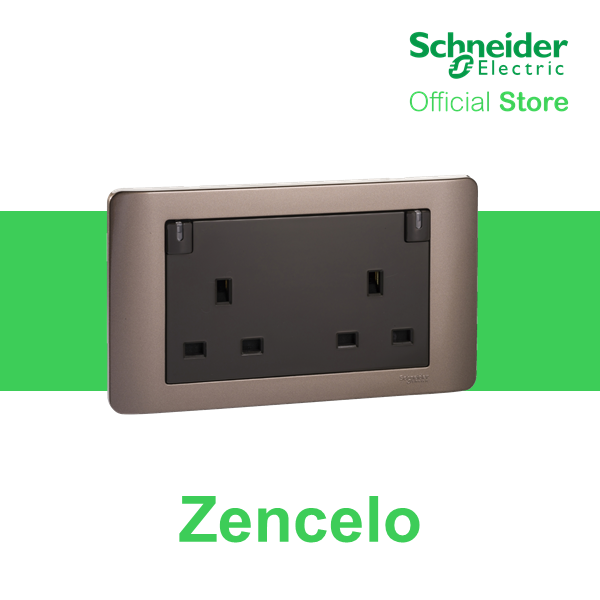 Schneider Electric Zencelo 13A Twin Gang Switched Socket with Ondicator ...