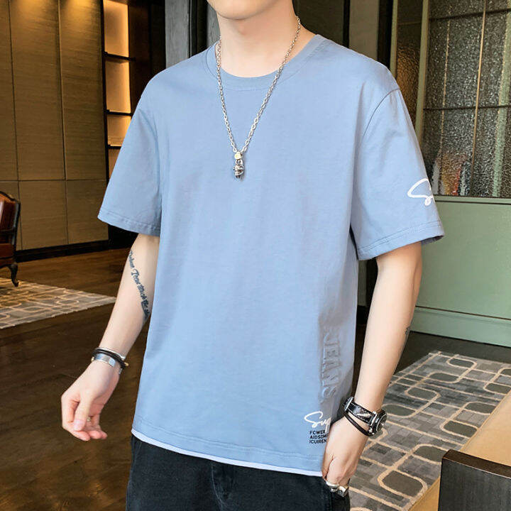 เสื้อยืดคอกลมผู้ชายแขนสั้น เนื้อผ้านิ่มใส่เที่ยว รุ่นYF-990 | Lazada.co.th