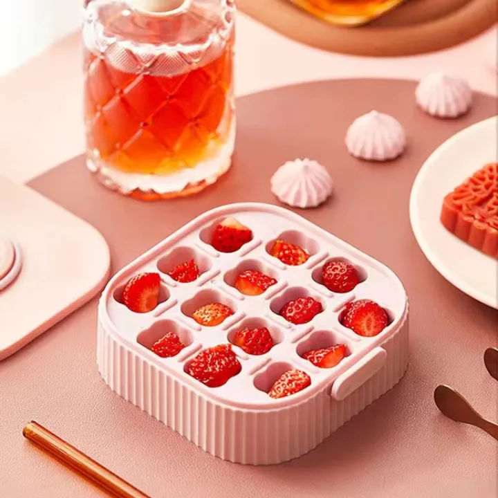 Silicone Ice Cube Molder Tray One-layer with Lid Square Ice Mold ...