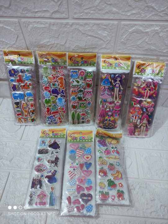STICKER TIMBUL GAMBAR KARTUN DAN BUAH / STICKER TIMBUL ISI 10 PCS DAN ...