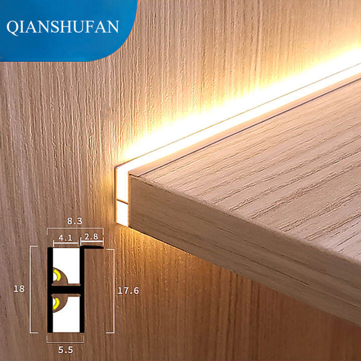 Built-in LED Invisible Cabinet Strip Light Layer Shelf 18mm Panel Edge ...
