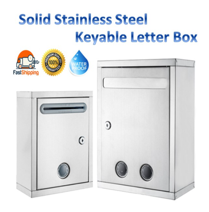 DSMAJU Stainless Steel Letter Box Keyable 304 Wall Mounted Solid Letter ...
