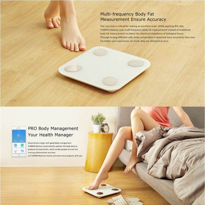 YUNMAI Mini 2 Body Fat Monitor Weigh Balance Smart Body Fat Scale ...