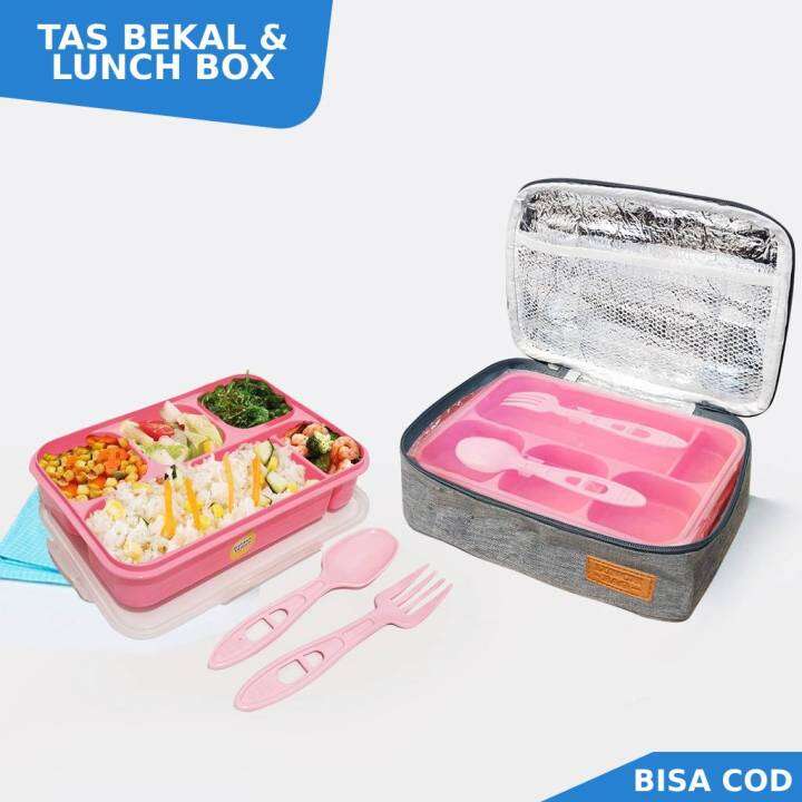 Tempat Nasi Tas Bekal 1 Set Lengkap Kotak Makan Lunch Box Tas Bekal ...