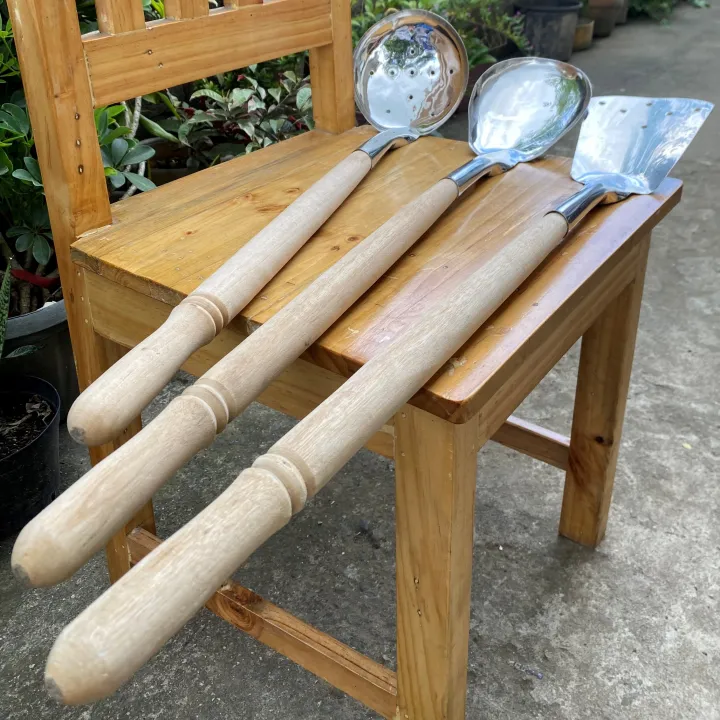 EXTRA LARGE SANDOK SET 304 STAINLESS (3PCS) WITH HARD WOOD QUALITY ...