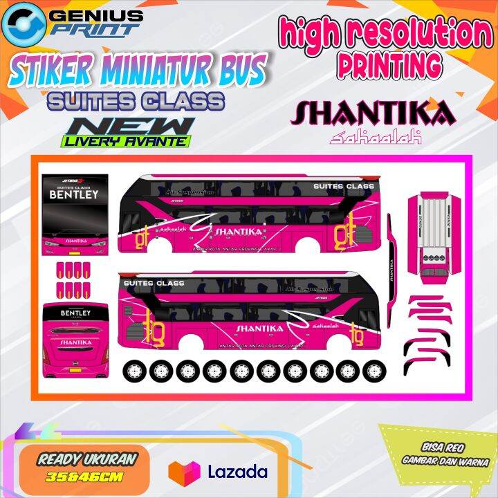 STIKER A3 MINIATUR BUS SUITE CLASS MOTIF SHANTIKA Uk. 35&46cm | Lazada ...