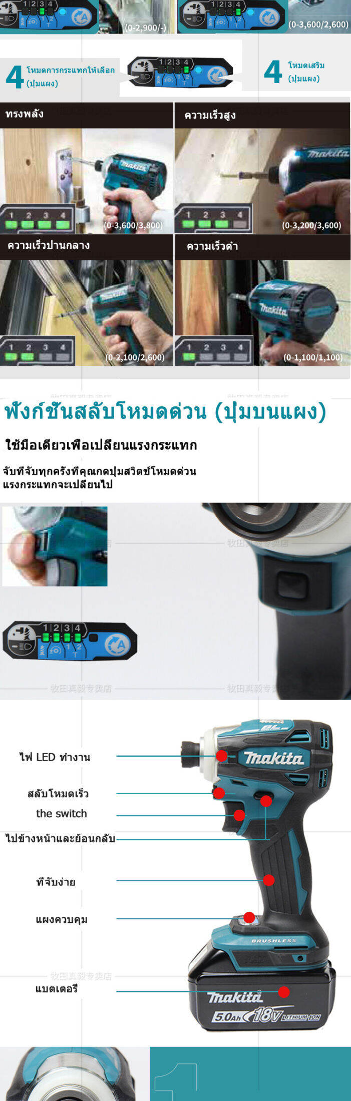 【ของมาใหม่】ญี่ปุ่น Makita Makita DTD172 brushless ชาร์จไขควงกระแทกแบตเตอรี่ 2 ก้อน 18v ไขควง ...
