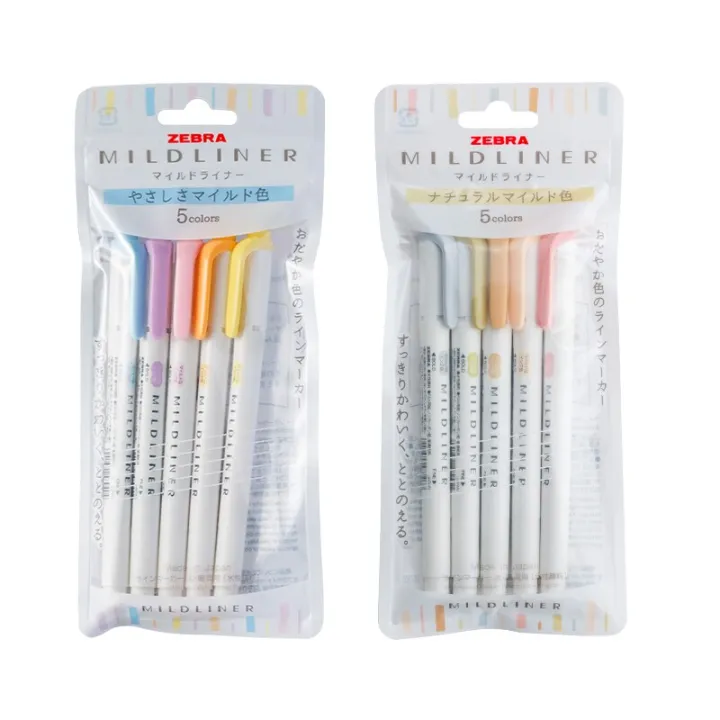 5ชิ้น/เซ็ตม้าลาย Mildliner คู่ด้านการเขียนเน้นข้อความนุ่มเฉียงเคล็ดลับ ...
