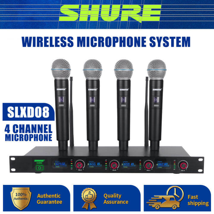 SHURE SLXD08 VHF Wireless Microphone 4 /2channel Professional Dynamic ...