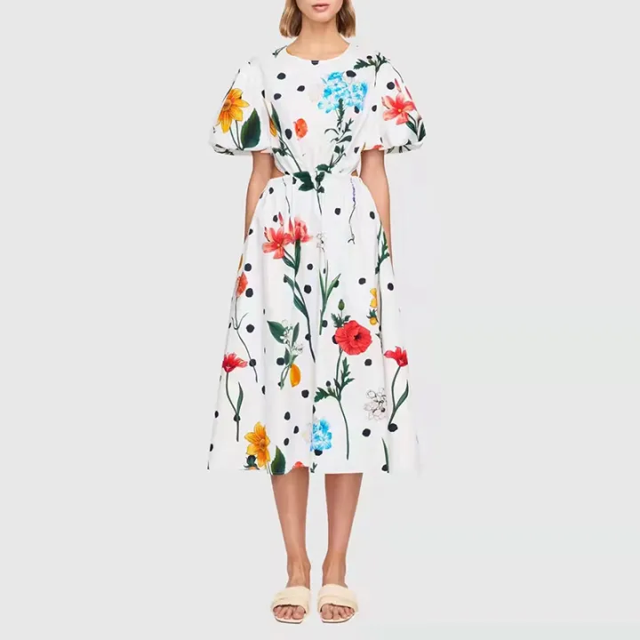 ความรู้สึกการออกแบบกลวงออก Midriff Midi ชุด2022ฤดูใบไม้ผลิและฤดูร้อน ...
