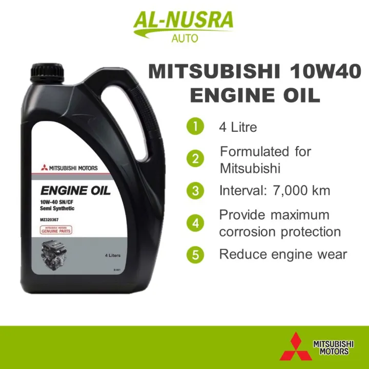 MITSUBISHI 10W40 ENGINE OIL 4L MINYAK HITAM SEMI SYNTHETIC 10W-40 ...
