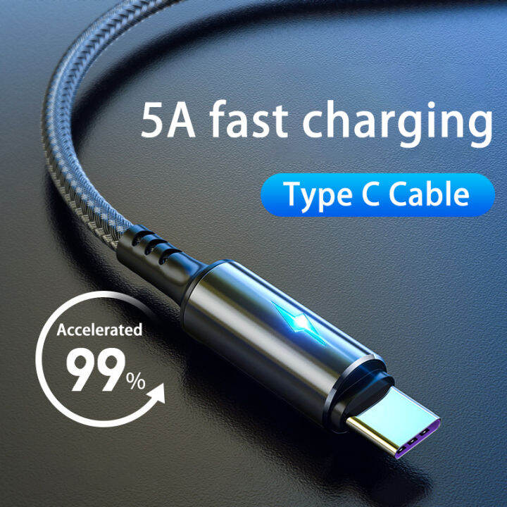 LED Light 5A Type C Cable Fast Charging USB C Cable for Xiaomi Note 7 ...