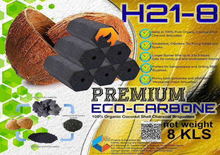 CHARCOAL BRIQUETTES ULING PREMIUM ECO-CARBONE (8 KILOS) | Lazada PH