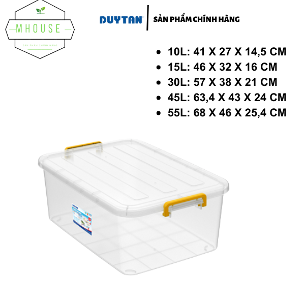 Thùng nhựa chữ nhật Duy Tân, Thùng nhựa Trong Suốt Có Nắp Đậy Dung Tích 10L/15L/30L/45L/55L/90L ...