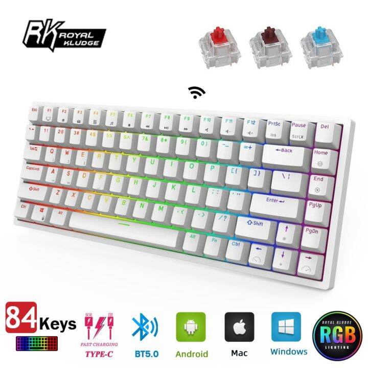 RK ROYAL KLUDGE RK84 80% RGB สามโหมด BT5.0/2.4กรัม/สายร้อนถอดเปลี่ยนได้ ...