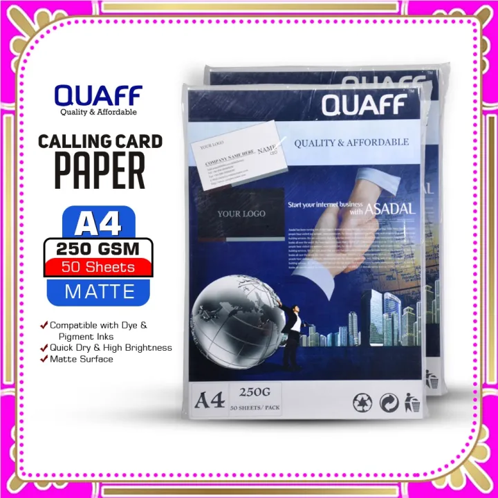 QUAFF Calling Card Paper 220GSM // 250GSM A4 size (50sheets per pack ...