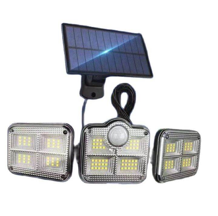 Solar GD-30ft Charged Sensor Light 3 Heads Split Solar Light with ...