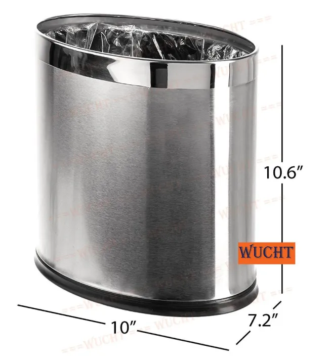 【WUCHT】Stainless Steel Open Top Oval Dustbin with Removable Inner Bin ...