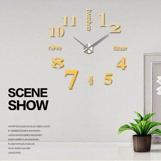 Diy New Real Living Room Clocks 3d Mirror Sticke Big Wall Clock Home