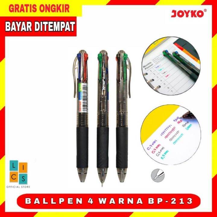 Pulpen Ballpen Quaco 4 Warna Joyko Bp-213 Bolpoin | Lazada Indonesia