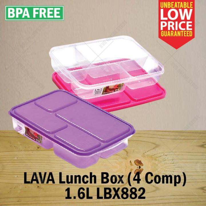 LAVA Lunch Box 4 Tray LBX882 Food Storage Container BPA FREE 1.6L ...