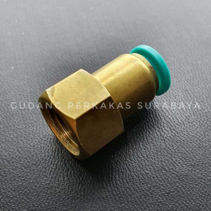 FITTING PU 8 MM x 1/4 FEMALE SAMBUNGAN SELANG PNEUMATIC FITTING SELANG PU RECOIL SELANG ...