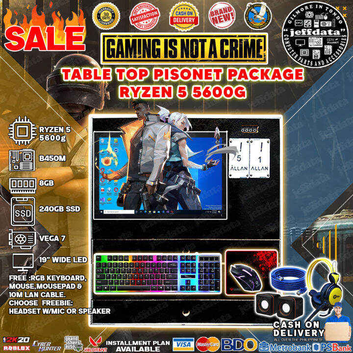 TABLE TOP PISONET PACKAGE RYZEN 5 5600G B450M 8GB 240GB SSD VEGA 6 ...