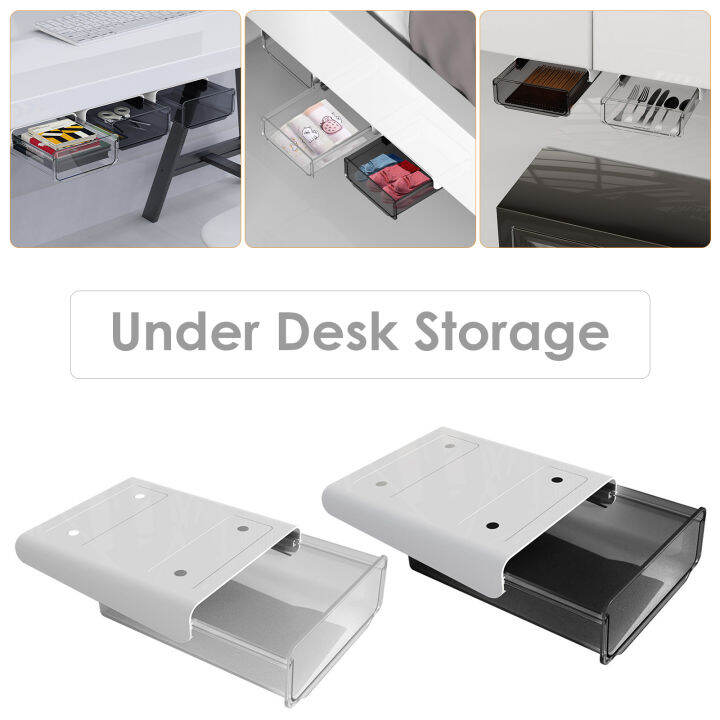 Love 【Ready】 Under Desk Storage Drawer Self-Adhesive Hidden Storage ...