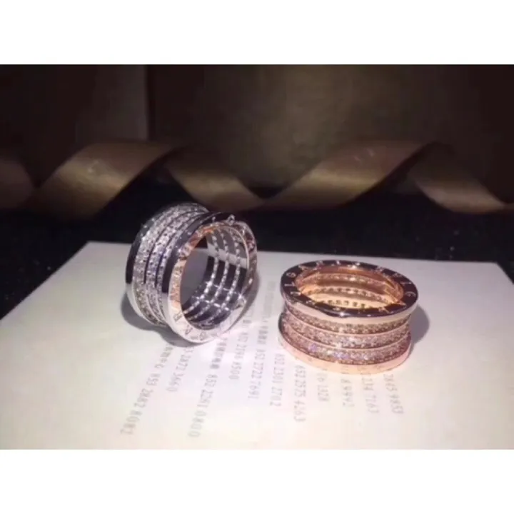 BVLGARI แหวนเงิน เกรด s925 ประดับเพชร สีทอง 18K สําหรับคู่รัก | Lazada.co.th