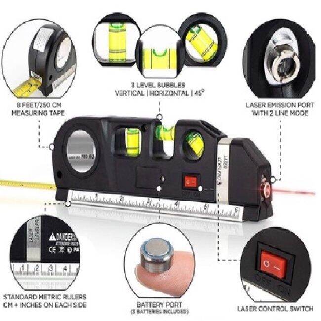 Oright Laser Level Aligner Horizon Vertical Line Measure Tape Ruler | Lazada PH