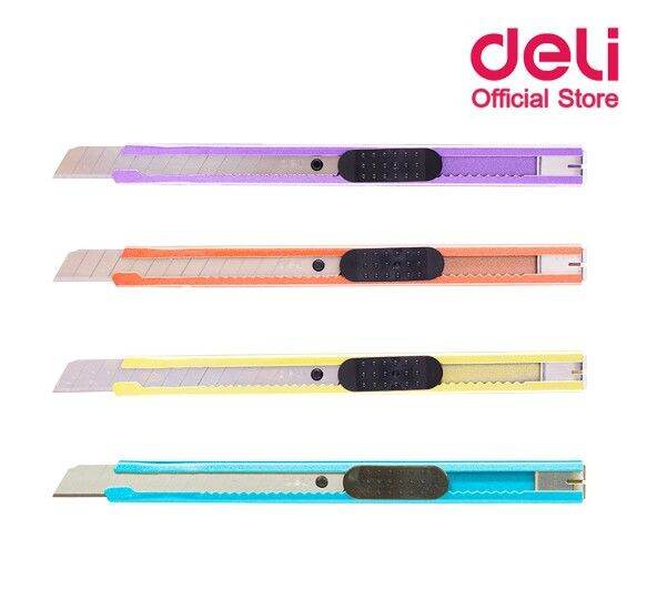 Deli 2066 Metal Small Cutter คัทเตอร์เหล็กเล็ก 12 ใบมีด (คละสี 1 ชิ้น ...