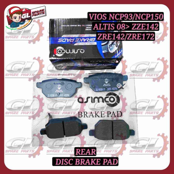 TOYOTA VIOS NCP93 NCP150 ALTIS ZZE142 ZRE142 ZRE172 REAR DISC BRAKE PAD ...