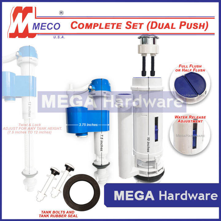 MECO Flush Set / Toilet Set / Tank Fittings for Water Closet | Lazada PH